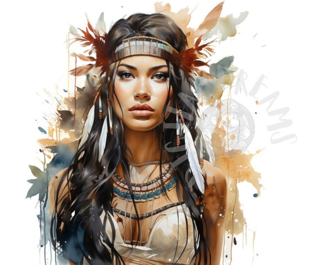 Set of 10 Watercolor Pocahontas Digital Images for Printing, T-shirts ...