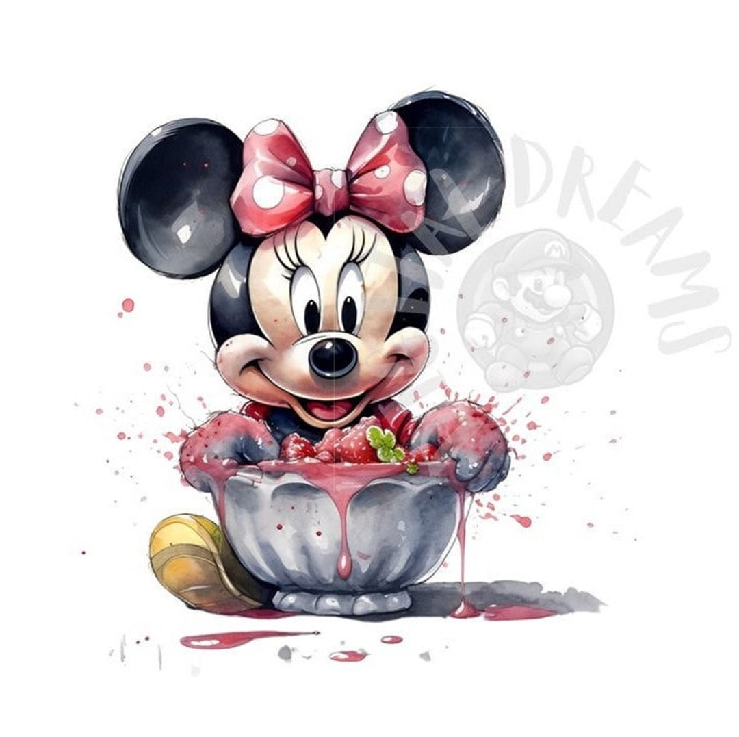Set of 10 Watercolor Minnie Mouse Digital Images for Printing, T-shirts ...