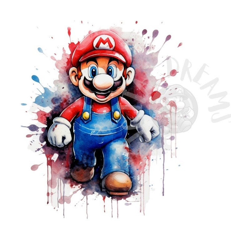 Collection of 10 Watercolor Mario Bros Artworks Perfect for - Etsy