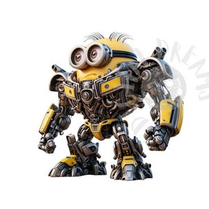 Set of 8 Minions Robot Digital PNG Images for Printing, T-shirts ...