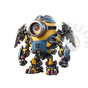 Set of 8 Minions Robot Digital PNG Images for Printing, T-shirts ...