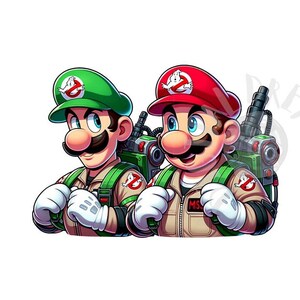 Set of 8 Mario Bros & Luigi Ghostbusters Digital Images for Printing, T ...