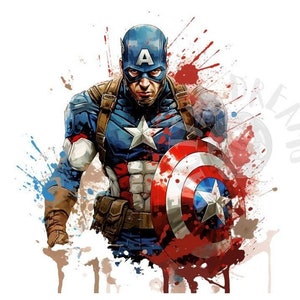 Set of 8 Watercolor Captain America Digital Images for T-shirts ...