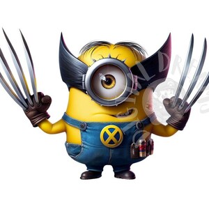 Set of 8 Minions Wolverine Digital Images for Printing, T-shirts ...