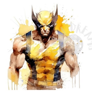 Set of 8 Watercolor Wolverine Digital Images for Printing, T-shirts ...