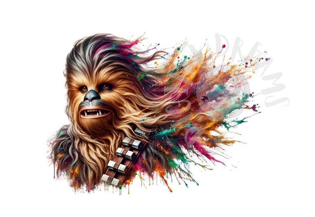 Set of 8 Chewbacca Splash Digital Images Star Wars Art for Printing, T ...