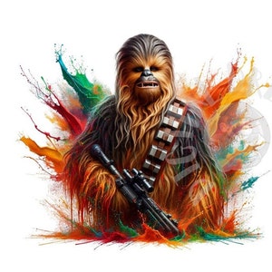 Set of 8 Chewbacca Splash Digital Images Star Wars Art for Printing, T ...