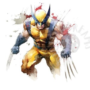 Set of 8 Watercolor Wolverine Digital Images for Printing, T-shirts ...