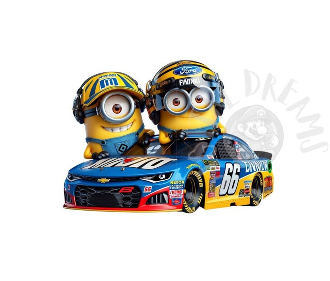 Set of 8 Minions Nascar Digital Images for Printing, T-shirts, Posters ...