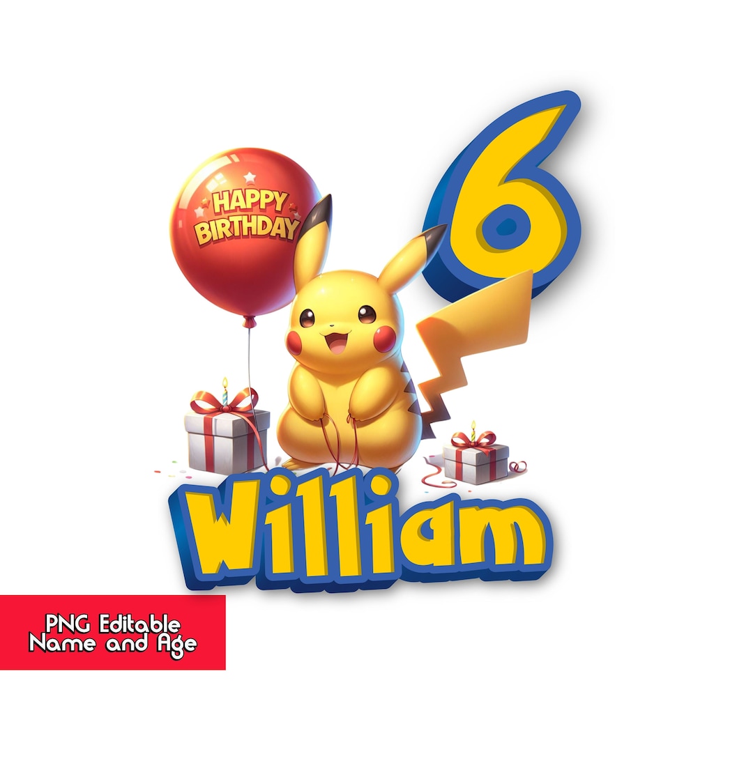 2 Editable Pikachu PNG High Quality, Pikachu Birthday PNG, Editable ...