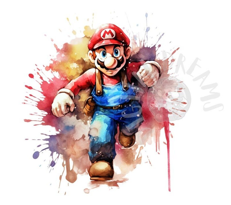 Collection of 10 Watercolor Mario Bros Artworks Perfect for - Etsy