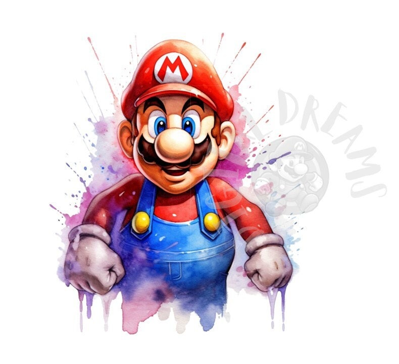 Collection of 10 Watercolor Mario Bros Artworks Perfect for - Etsy
