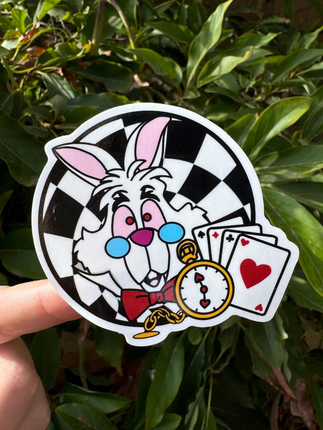 White Rabbit Checkered Sticker - Etsy