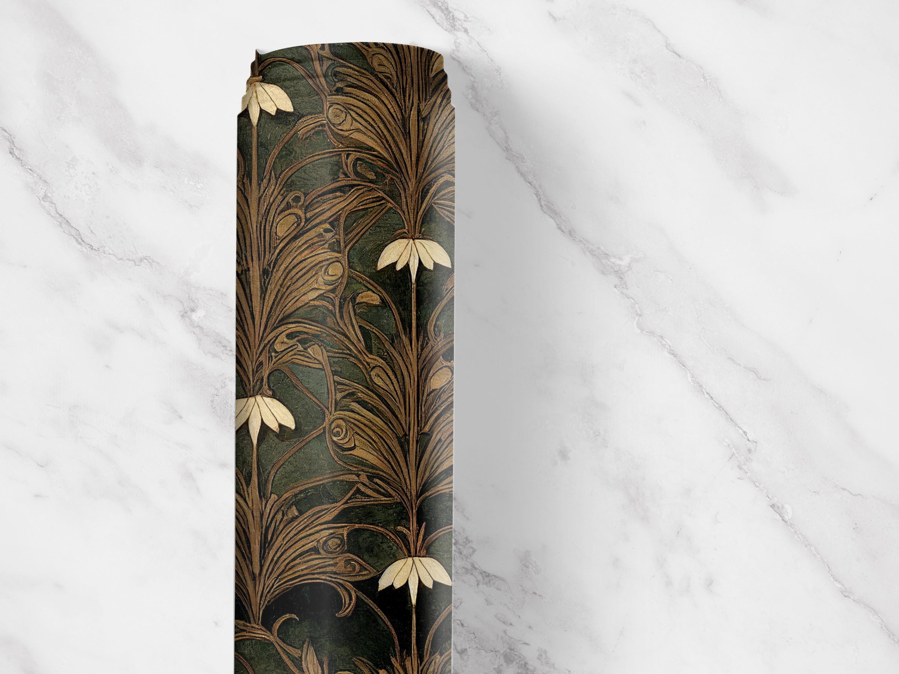 Moss Green Art Nouveau Drawer Liner, Peel and Stick or Paper Shelf ...