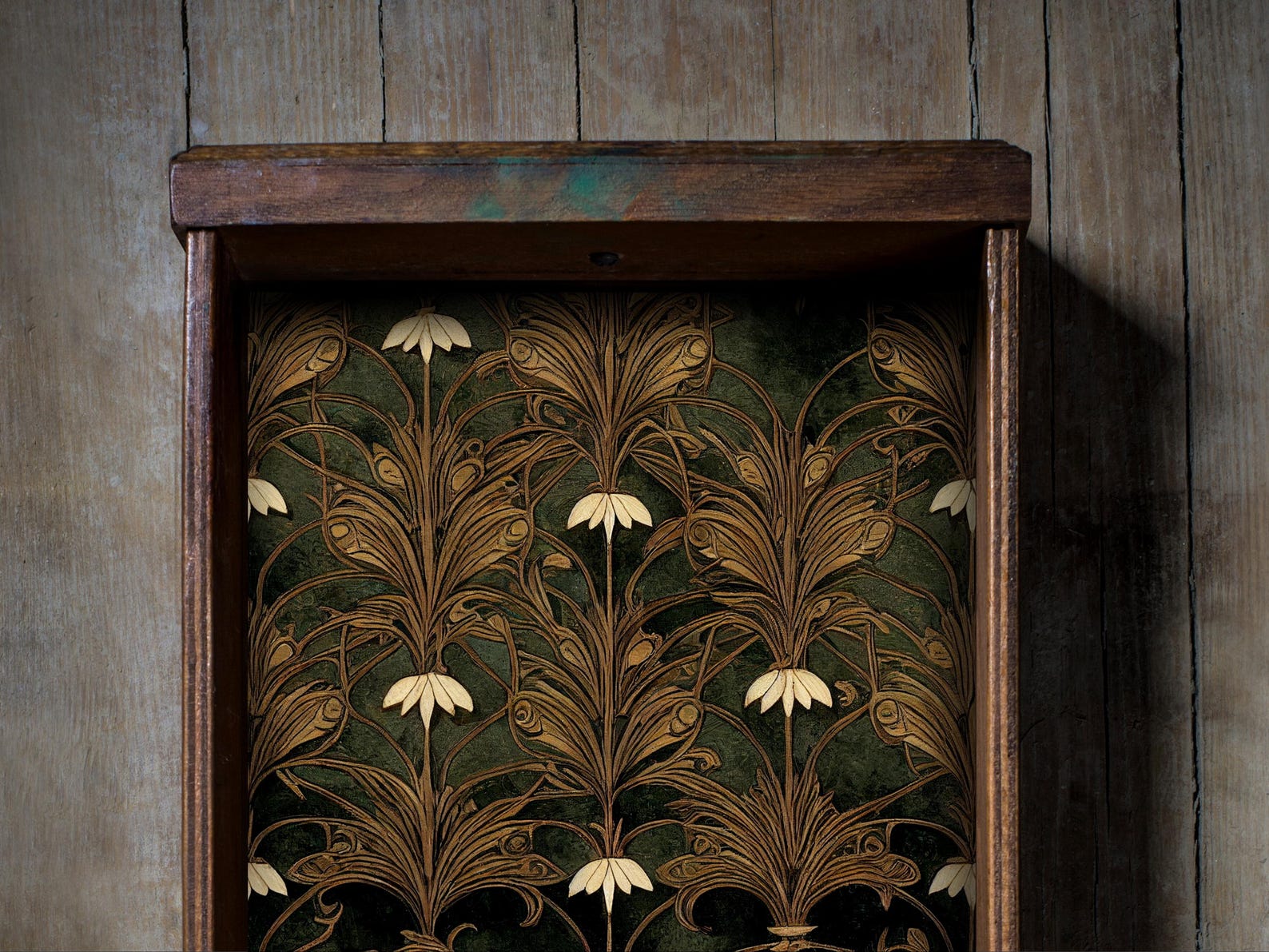 Moss Green Art Nouveau Drawer Liner, Peel and Stick or Paper Shelf ...