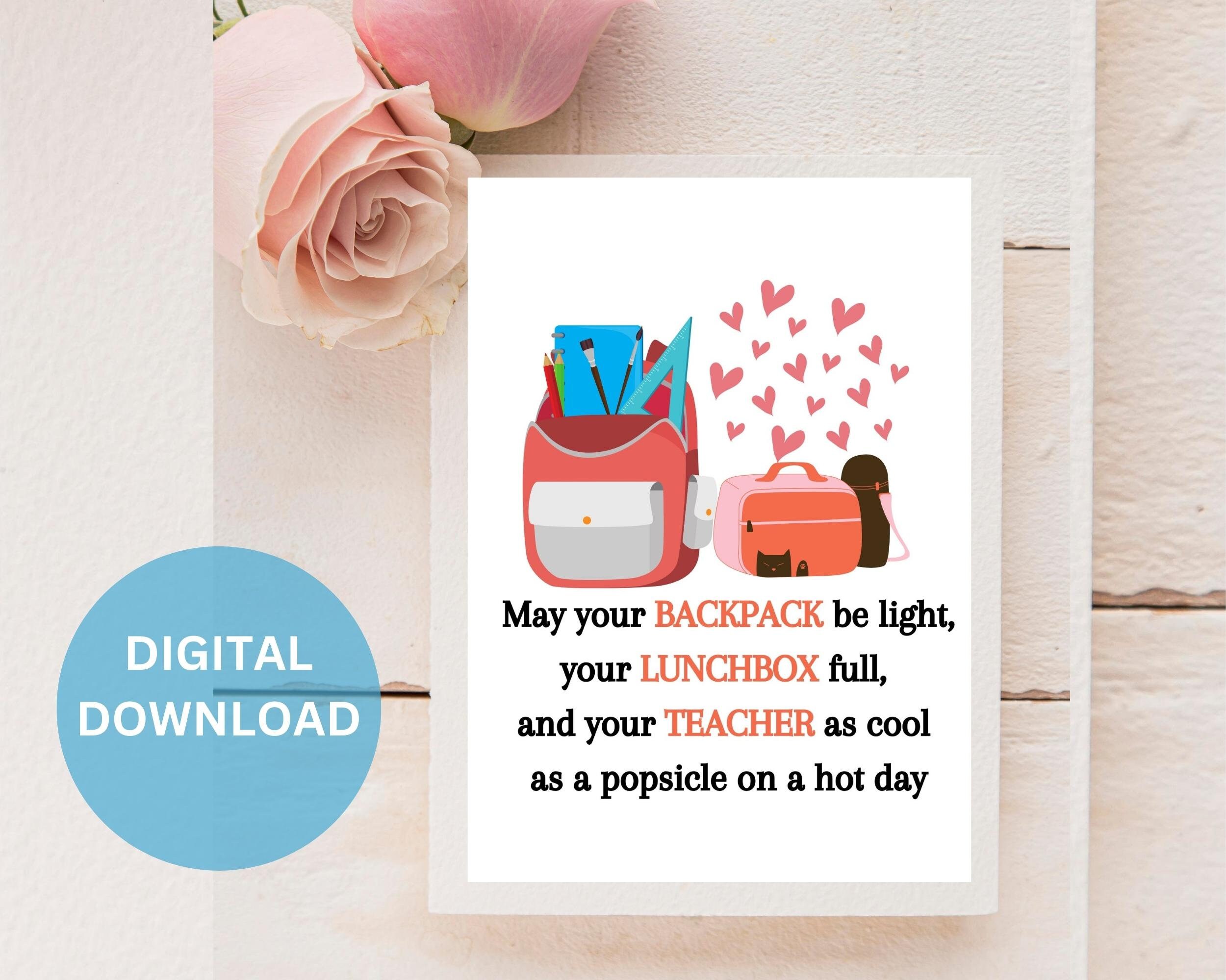 Back to School Card, Instant Download, Kids Motivational Card, Kids ...