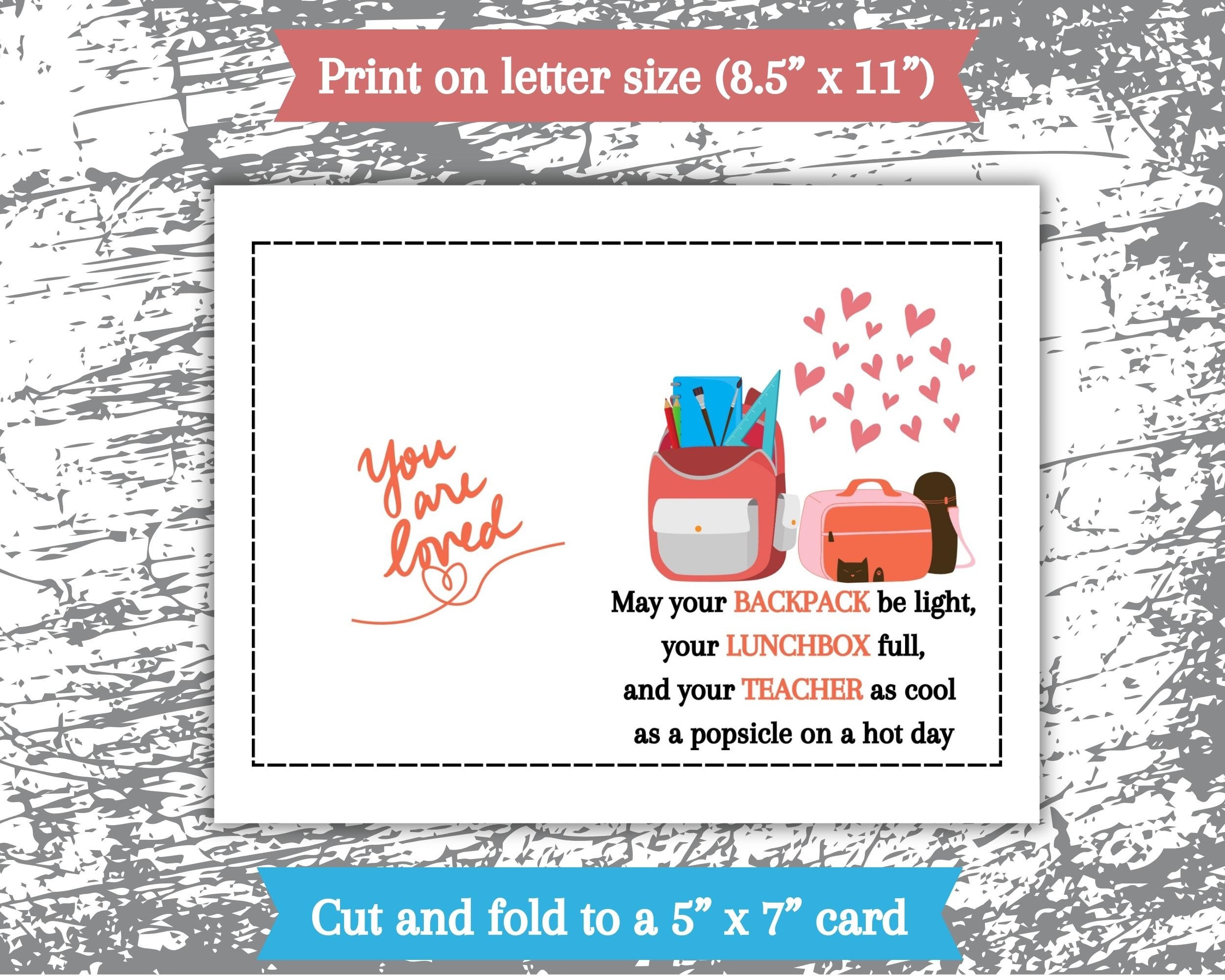 Back to School Card, Instant Download, Kids Motivational Card, Kids ...