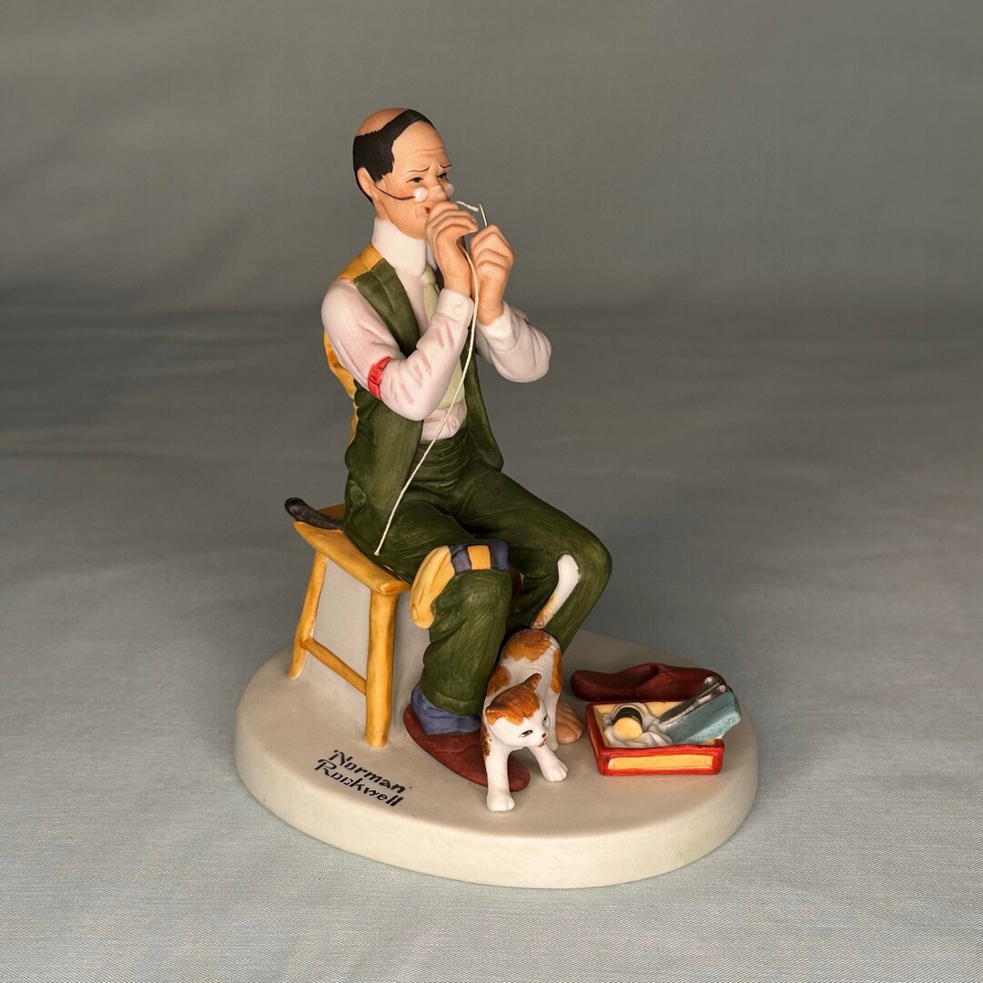 Man Threading a Needle by Norman Rockwell - Porcelain Figurine - Etsy