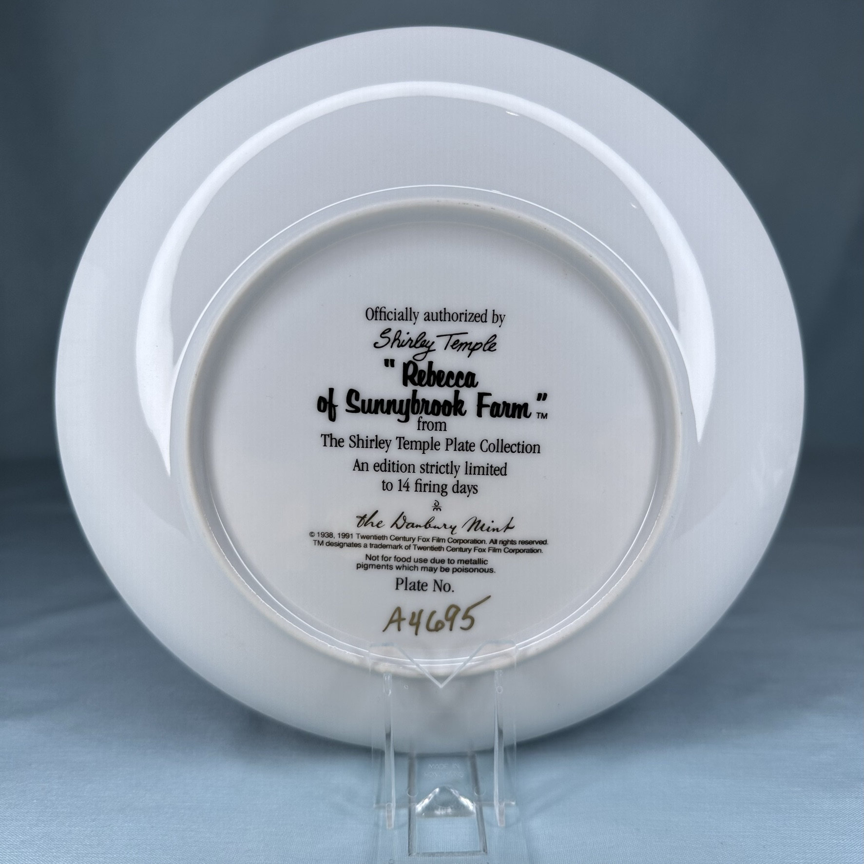 Shirley Temple Limited Edition Porcelain Collectors Plate Rebecca Of Sunnybrook Farm Etsy