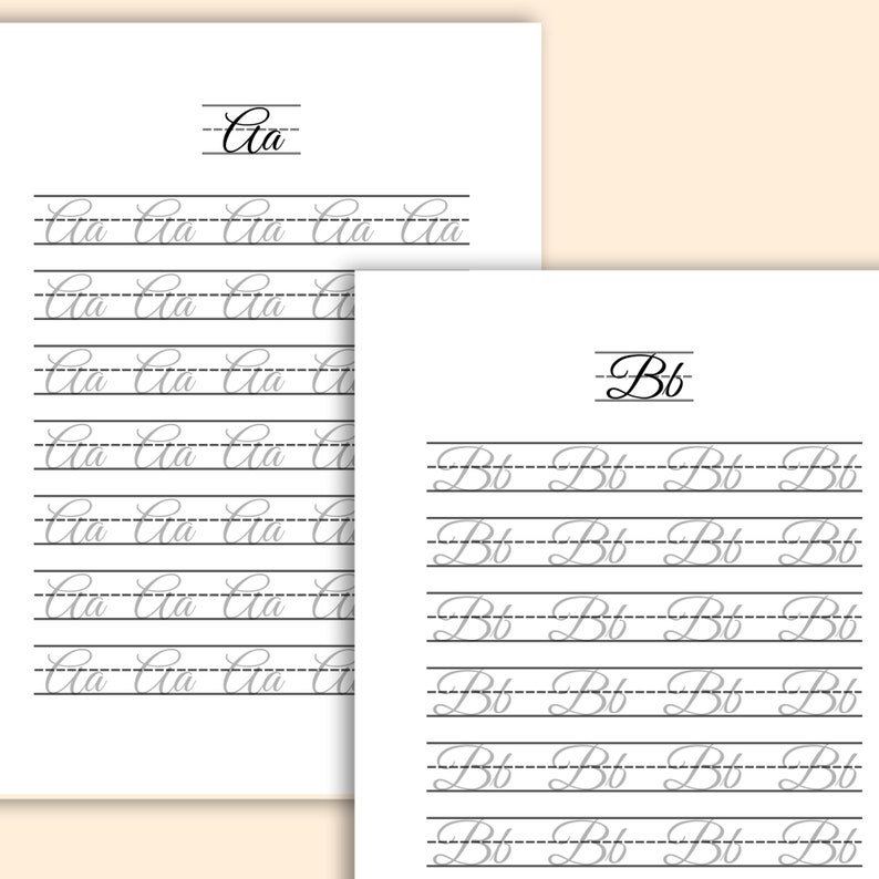 Printable Alphabet Cursive Handwriting Practice Worksheets - Etsy