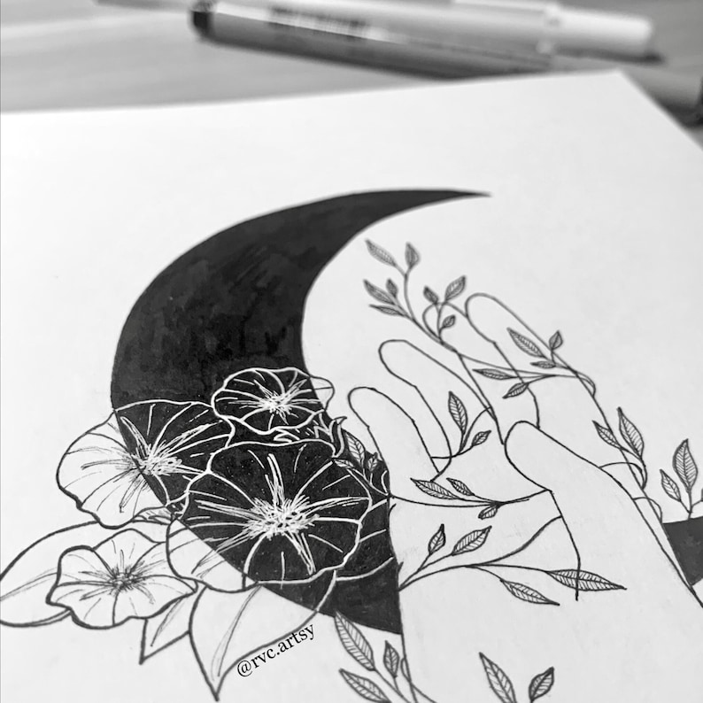 Lunar Lucidity Art Print | Pen and Ink, Illustration, Drawing, Moon ...