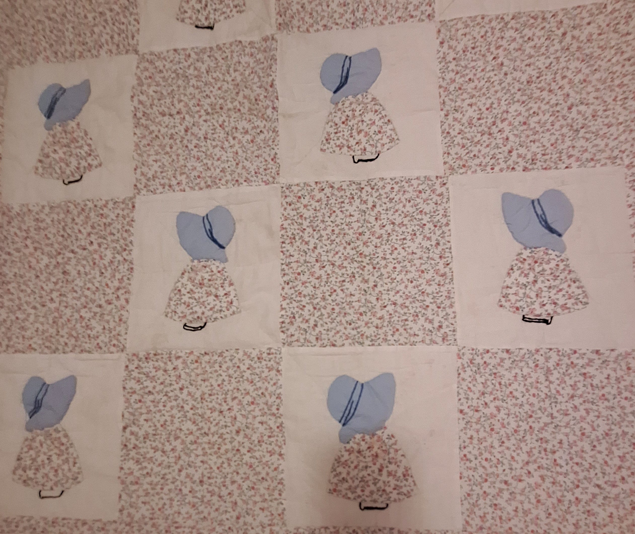 Baby Girl Quilt,sun Bonnet Girl Quilt. - Etsy