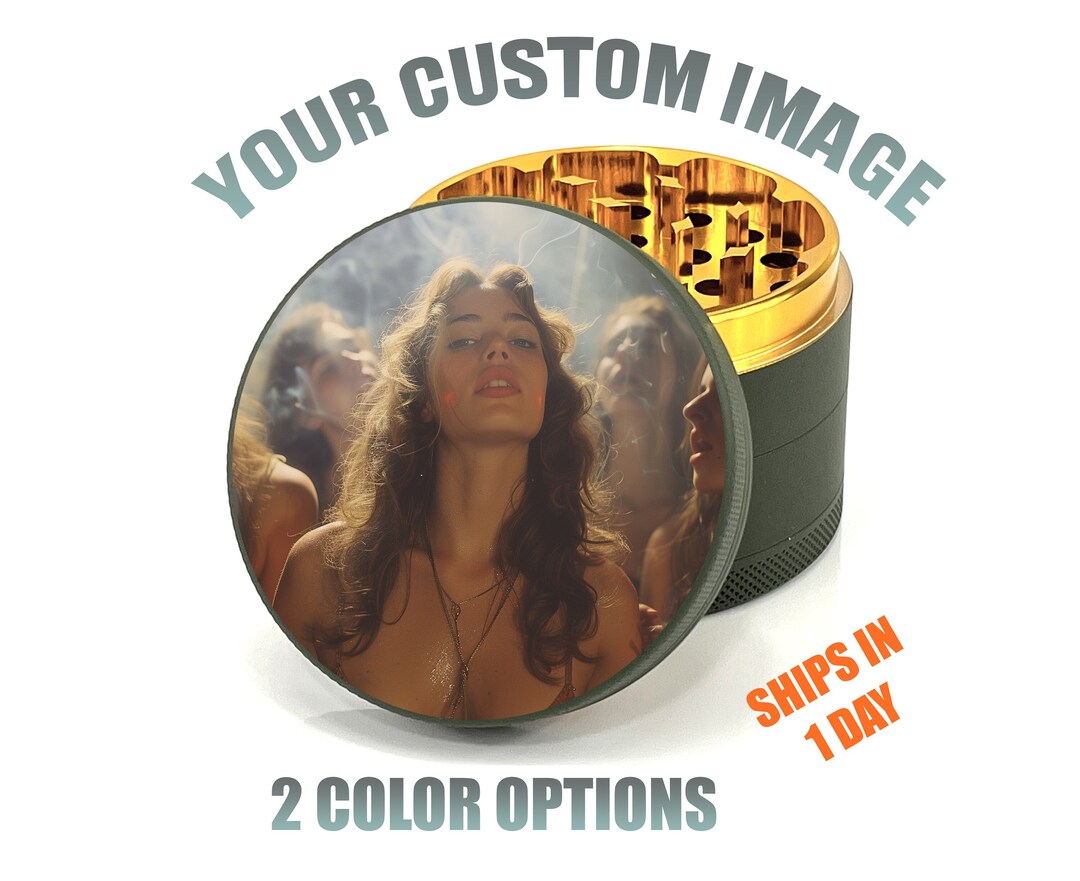 Custom Herb Grinder With Catcher in Matte Olive Green and Gold Inside 2.5" Cute Girly Herb ...