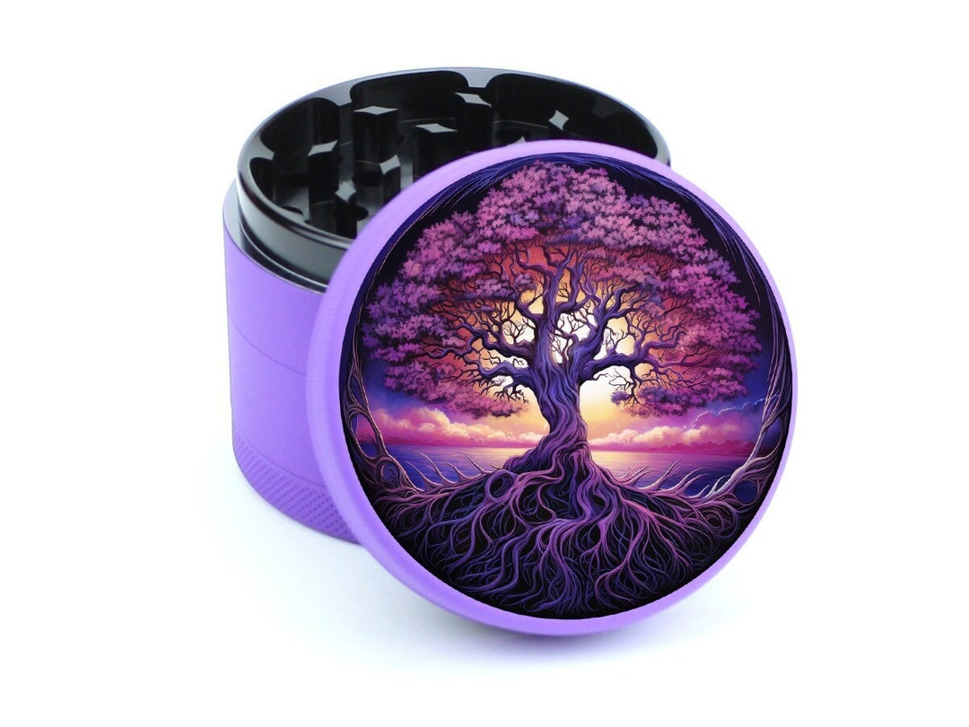 Herb Grinder With Catcher - Black/purple Matte Outside, Anodized Black ...