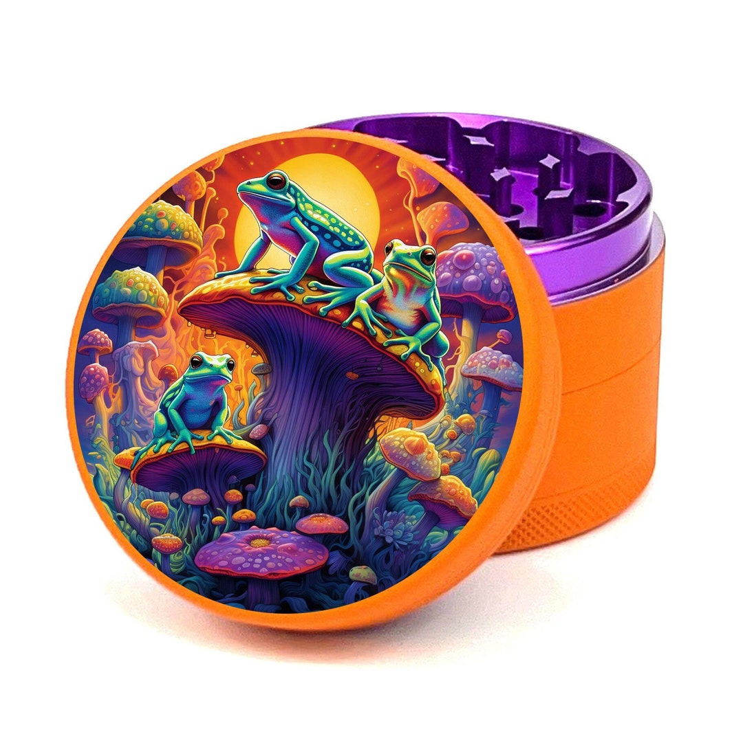 Herb Grinder With Catcher in Matte Orange, Anodized Purple Inside With ...