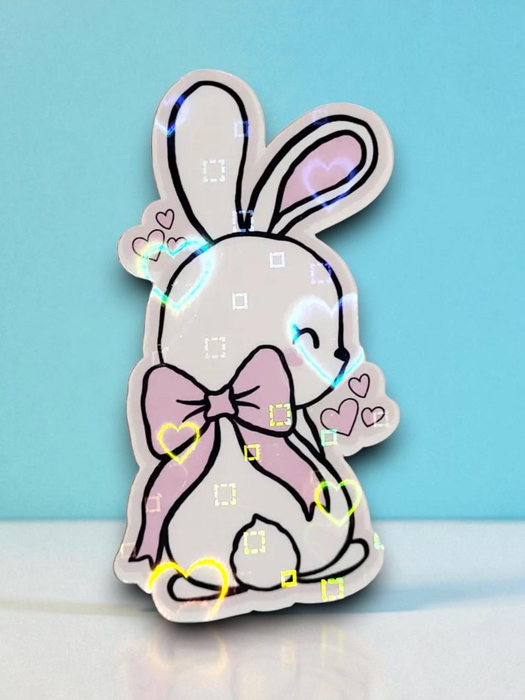 Holographic Bunny Sticker, Bunny Stickers, Holographic Stickers, Cute ...