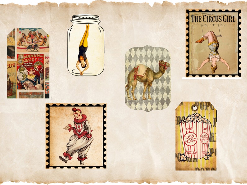 Vintage Circus Stickers, Circus Sticker Pack, Retro Circus, Circus ...