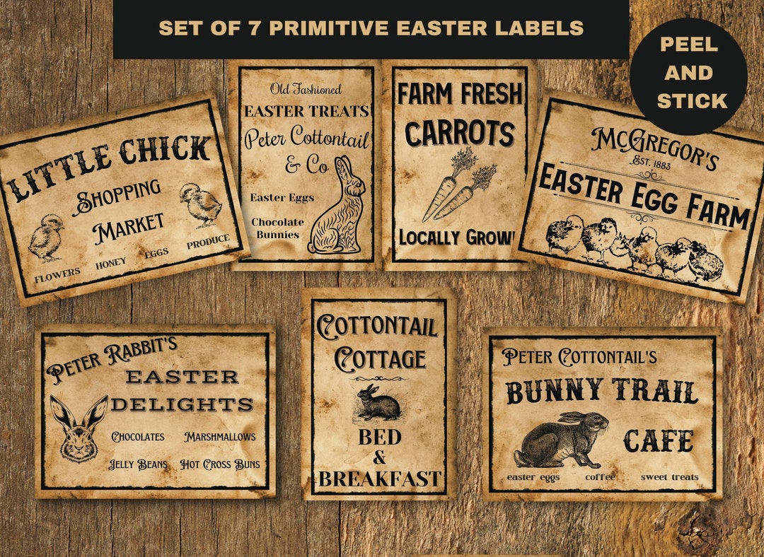 Primitive Easter Labels, Country Store Easter, Primitive Easter Tags ...