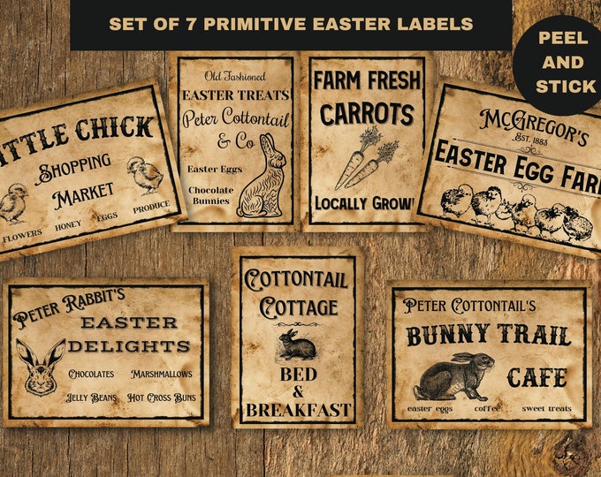 Primitive Easter Labels, Country Store Easter, Primitive Easter Tags ...