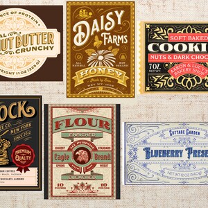 Vintage Food Labels - Set of 12- Vintage Paper Ephemera, Retro Labels ...