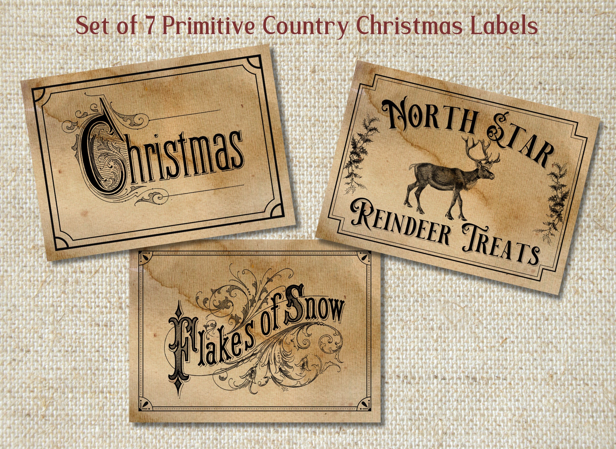 Primitive Country Christmas Labels, Christmas Tags, Holiday Signs ...