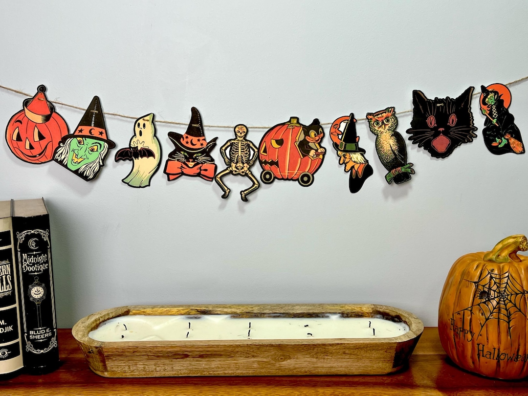 Retro Halloween Banner Vintage Halloween Garland Kitsch Halloween ...