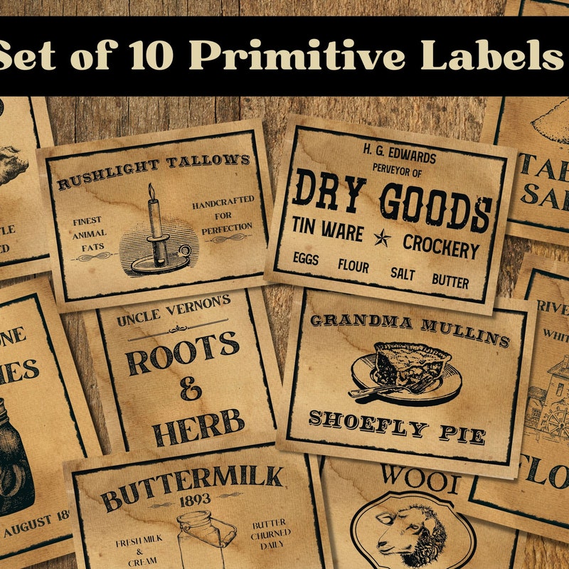 Primitive Labels - Etsy
