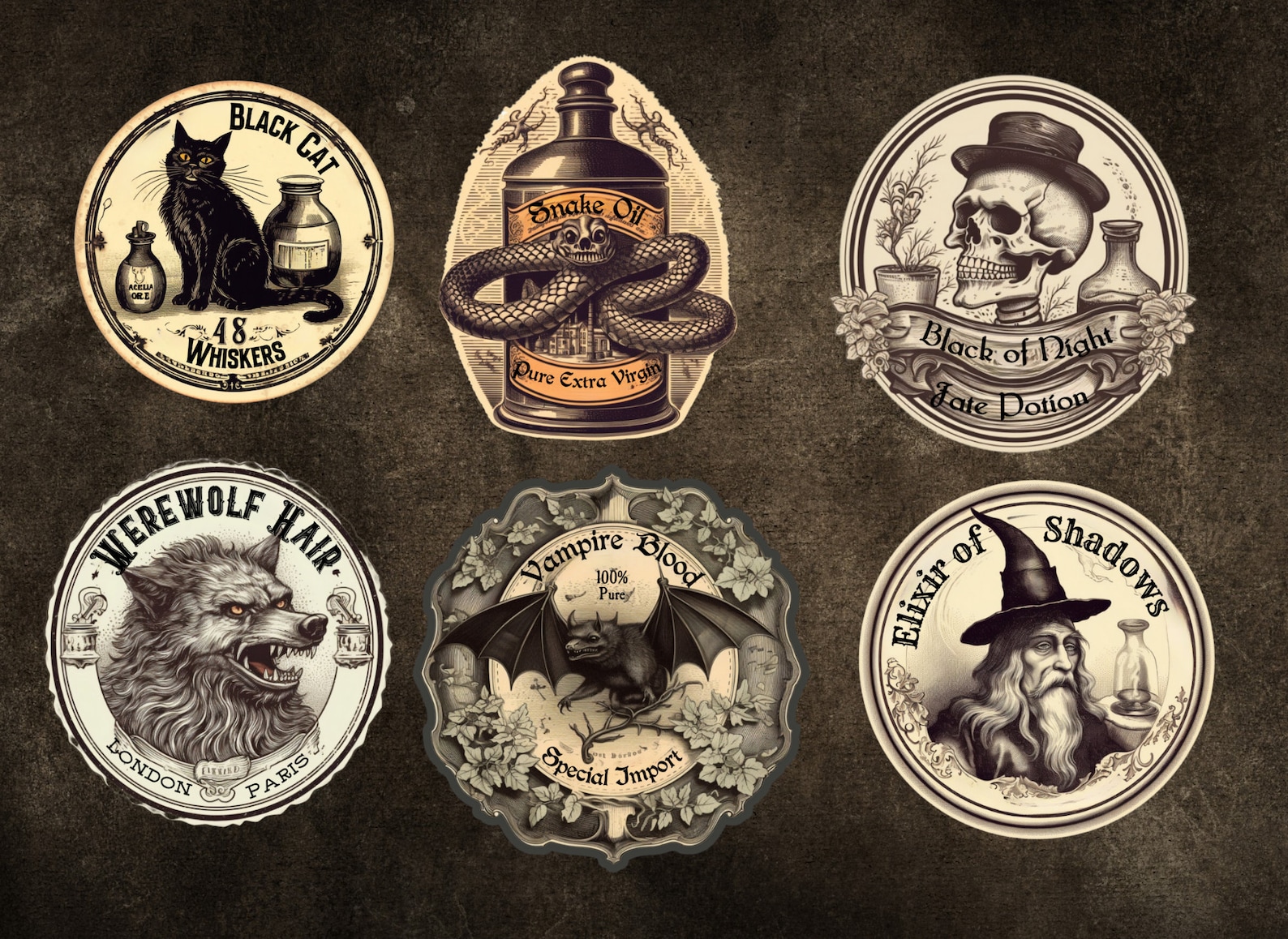 Vintage Apothecary Labels, Potion Bottle Labels, Halloween Label ...
