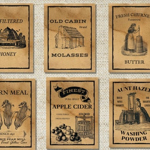 Primitive Country Store Labels, Primitive Pantry Labels, Vintage Pantry ...
