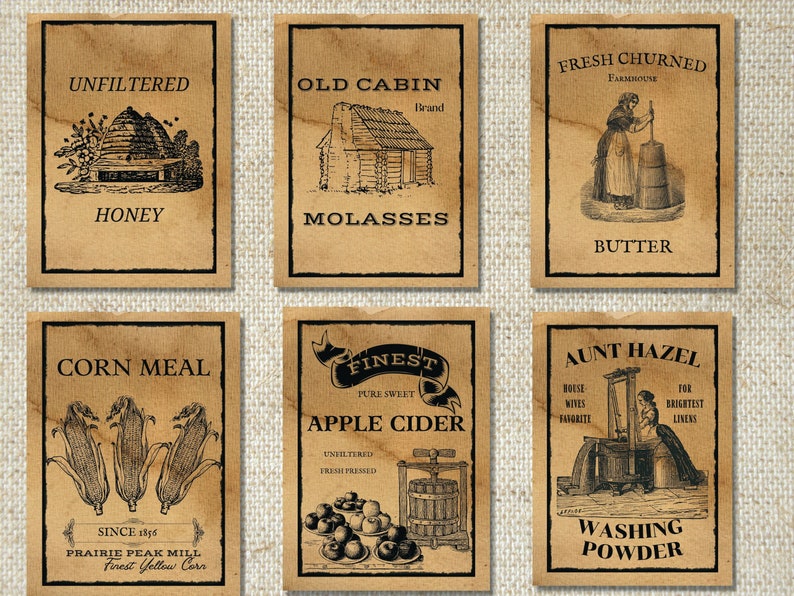 Primitive Country Store Labels Primitive Pantry Labels - Etsy
