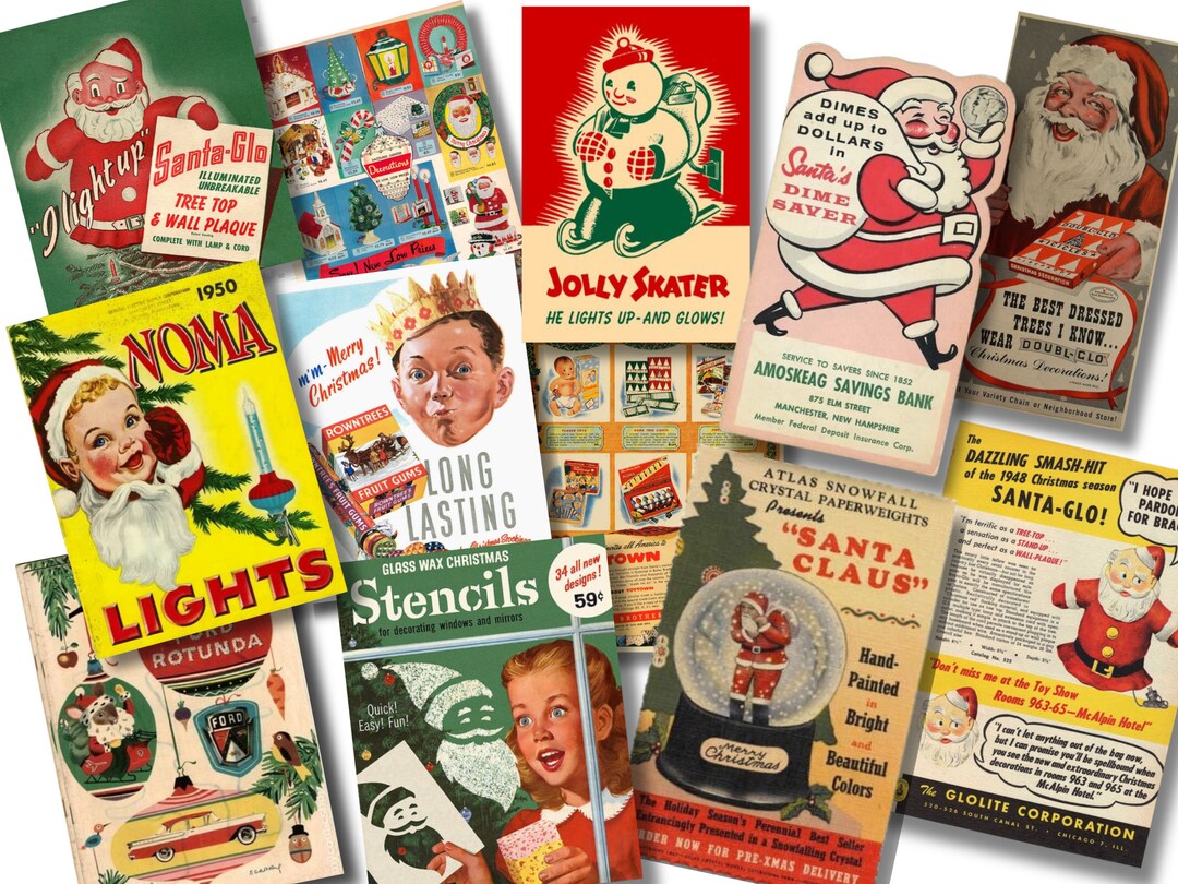 Retro Christmas Stickers, Vintage Christmas Advertisements, Old Timey ...