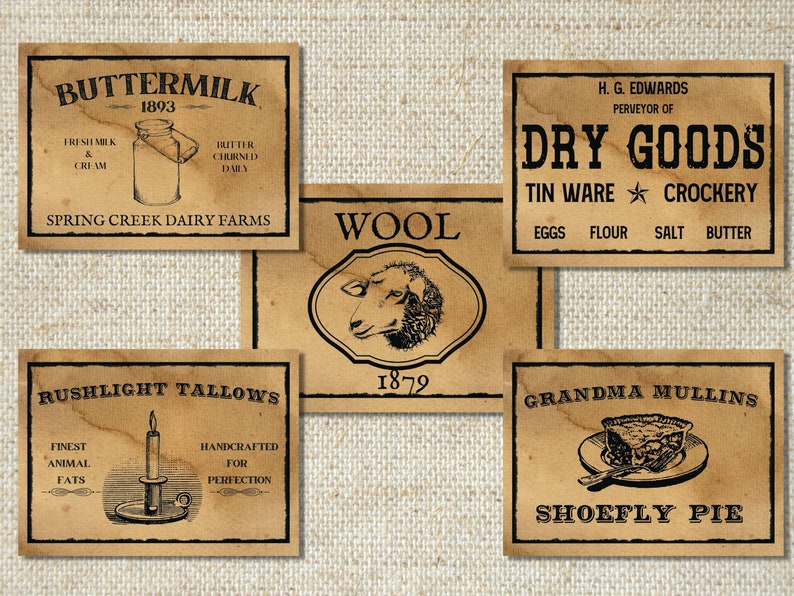 Primitive Country Store Labels Primitive Pantry Labels - Etsy