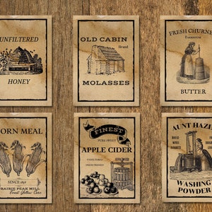Primitive Country Store Labels, Primitive Pantry Labels, Vintage Pantry ...