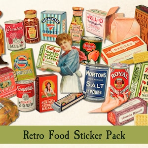 Retro Food Sticker Pack, Vintage Food Ads, Food Ephemera, Retro Food ...