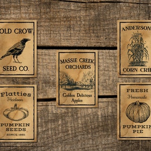 Primitive Fall Autumn Labels, Primitive Pumpkin Label, Primitive Pantry ...