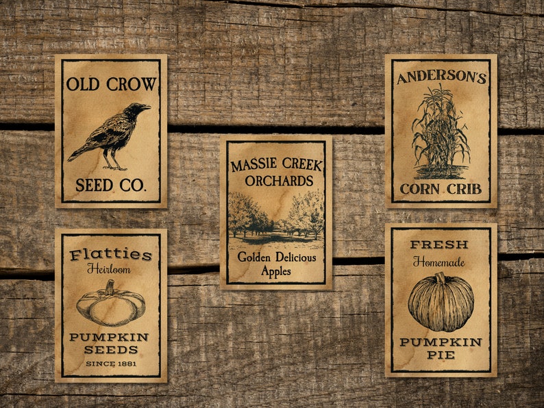 Primitive Fall Autumn Labels, Primitive Pumpkin Label, Primitive Pantry ...