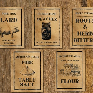 Primitive Country Store Labels, Primitive Pantry Labels, Vintage Pantry ...