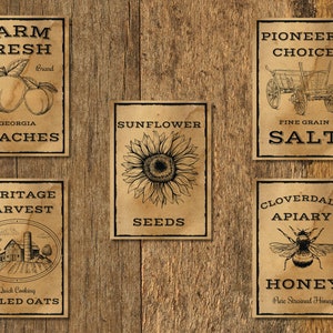 Summer Primitive Country Store Labels, Primitive Pantry Labels, Vintage ...