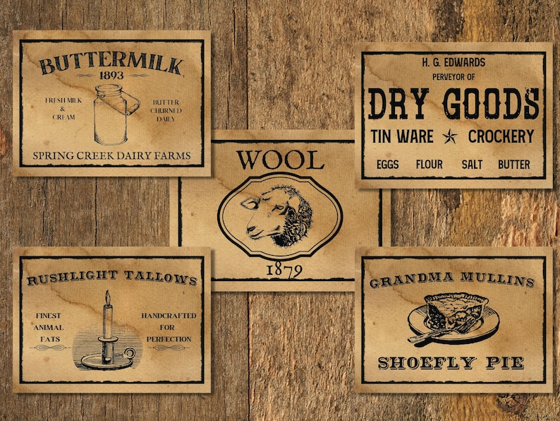 Primitive Country Store Labels Primitive Pantry Labels - Etsy