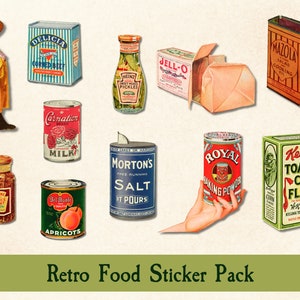 Retro Food Sticker Pack, Vintage Food Ads, Food Ephemera, Retro Food ...